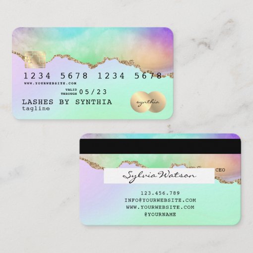 Holograph Pastel agate unicorn rainbow Credit Card | Zazzle