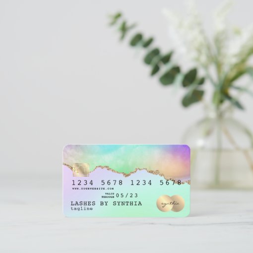 Holograph Pastel agate unicorn rainbow Credit Card | Zazzle