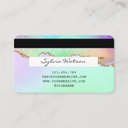 Holograph Pastel agate unicorn rainbow Credit Card | Zazzle