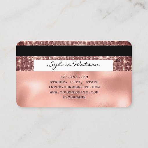 Holograph rose gold glitter Modern Credit Card | Zazzle