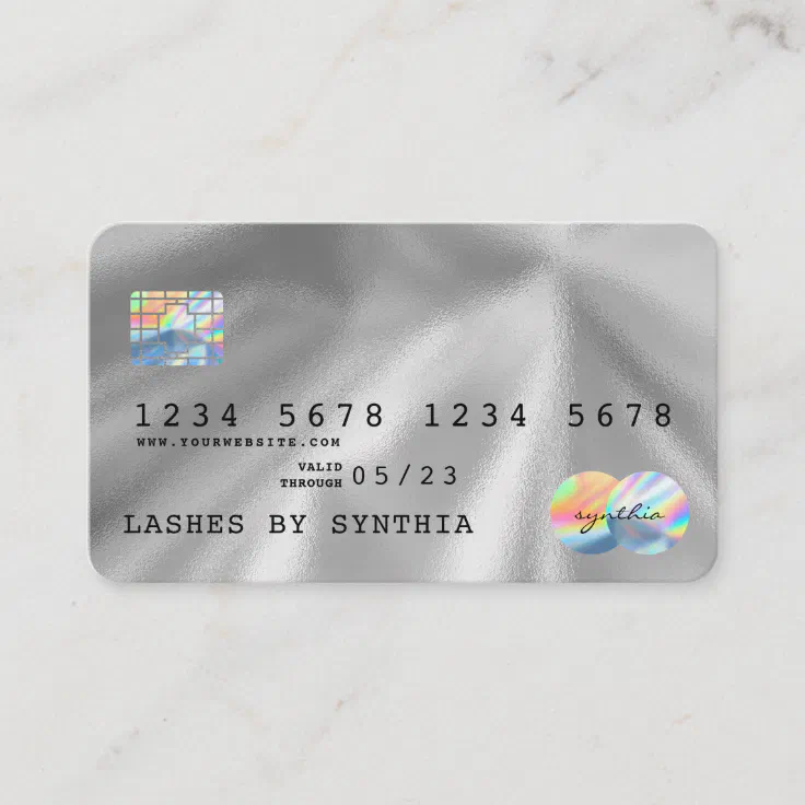 Holograph Silver Foil Modern Credit Card Style | Zazzle