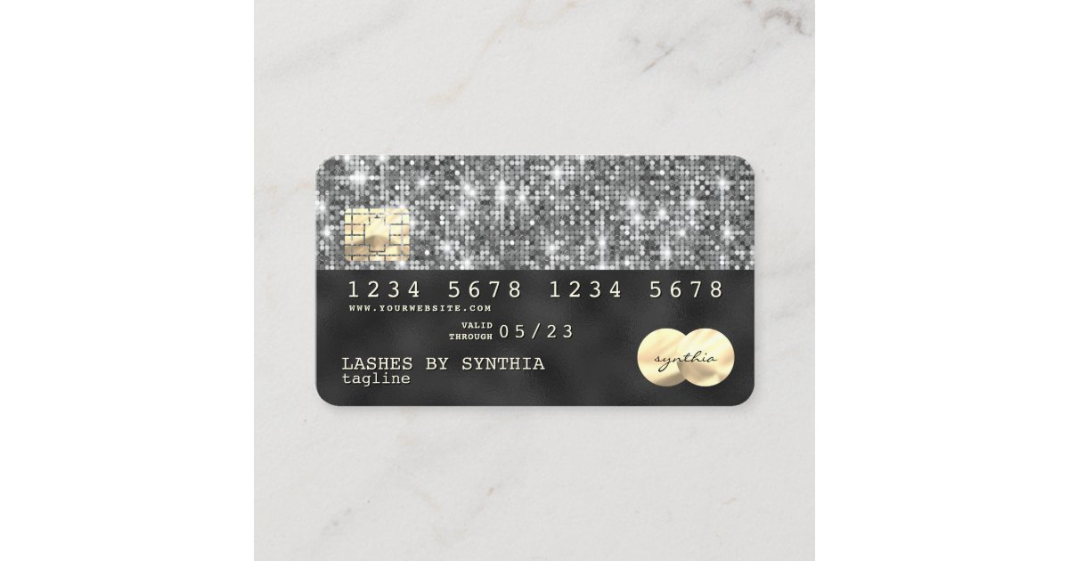 Holograph silver glitter Modern Credit Card | Zazzle