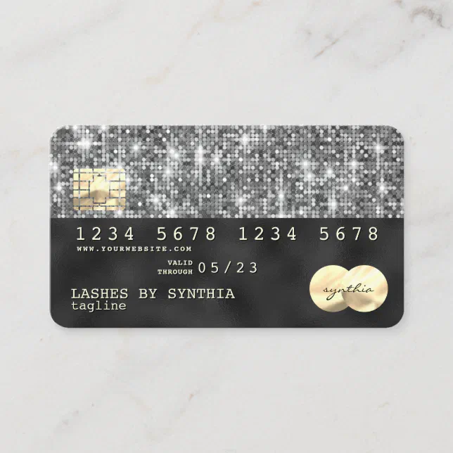 Holograph silver glitter Modern Credit Card | Zazzle