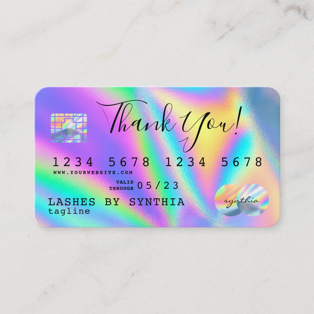 Holograph Thank You Modern Credit Card Style | Zazzle