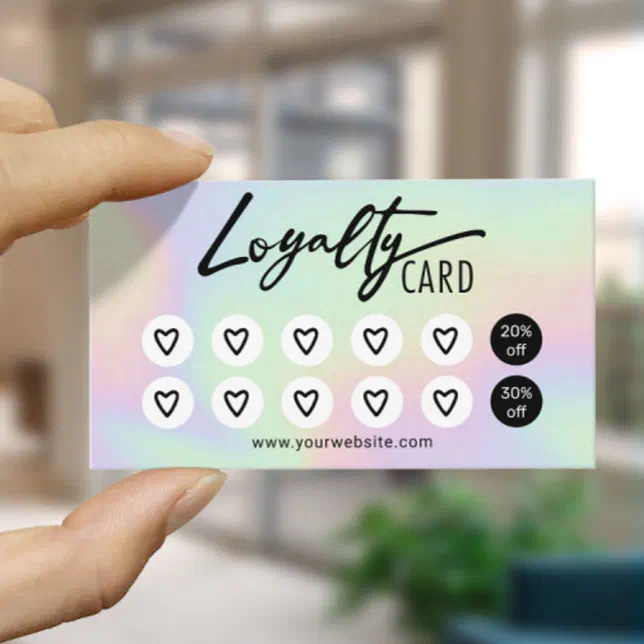 Holographic Beauty Salon & Spa Cute Hearts Loyalty | Zazzle