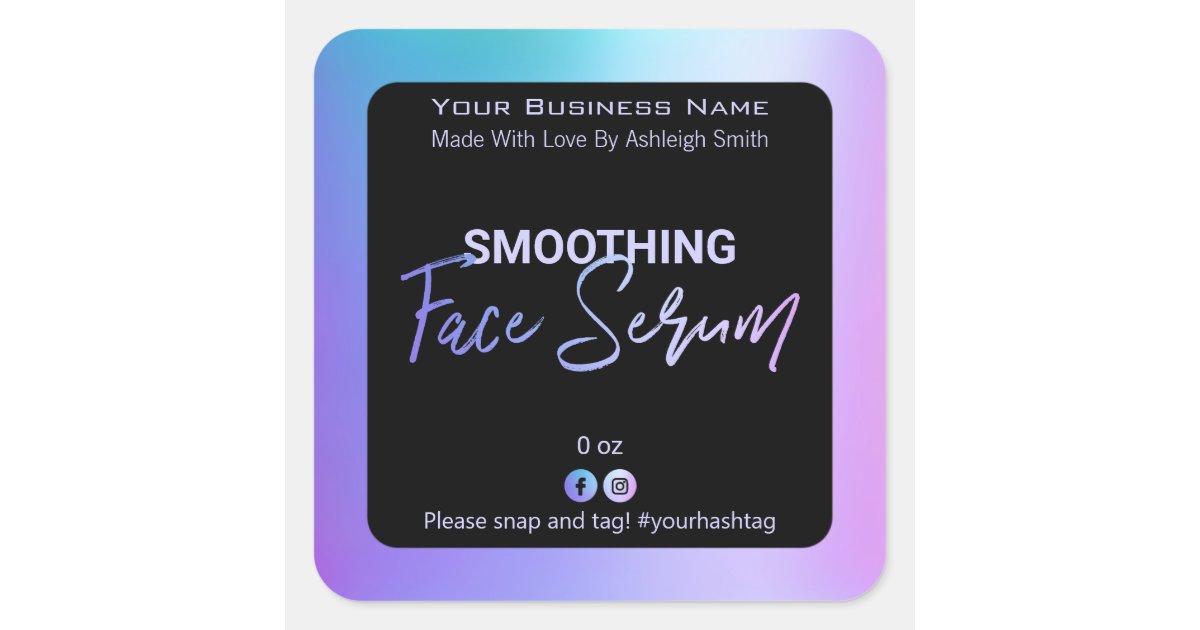 Holographic Blue And Purple Face Serum Labels | Zazzle