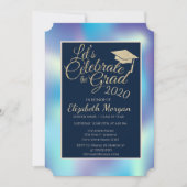 Holographic Blue Glitter Graduation Cap Graduation Invitation | Zazzle