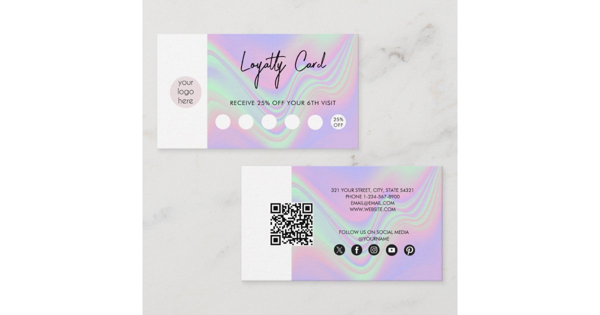 Holographic Business Logo QR Code Loyalty Business Card | Zazzle