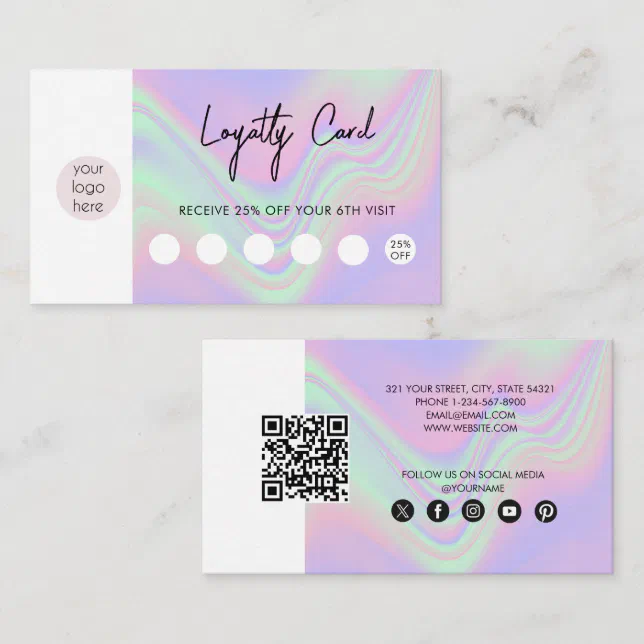 Holographic Business Logo QR Code Loyalty Business Card | Zazzle