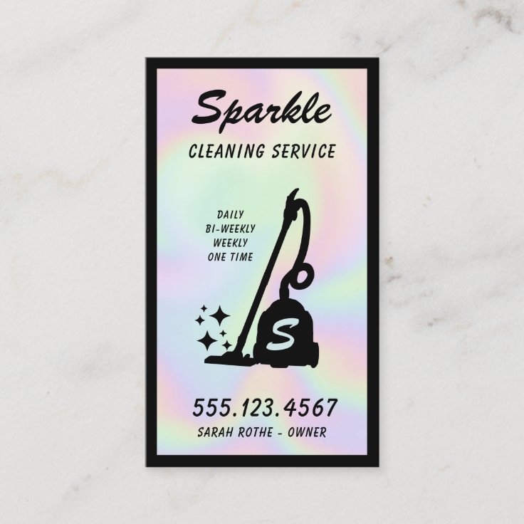 Holographic Cleaning Service Maid Vacuum Cleaner Calling Card | Zazzle