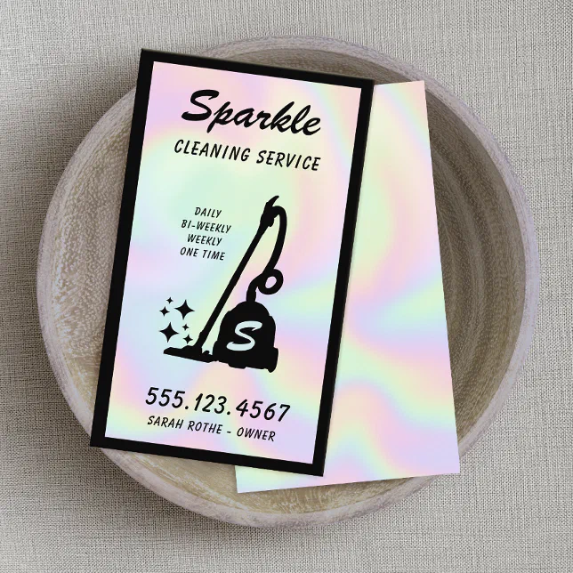 Holographic Cleaning Service Maid Vacuum Cleaner Calling Card | Zazzle
