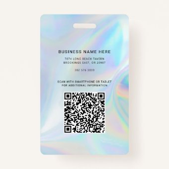 Holographic Company Logo QR Code Employee Photo ID Badge | Zazzle