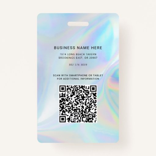 Holographic Company Logo QR Code Employee Photo ID Badge | Zazzle