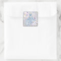 Holographic Confetti Sweet 16 Dusty Blue Gown Square Sticker | Zazzle