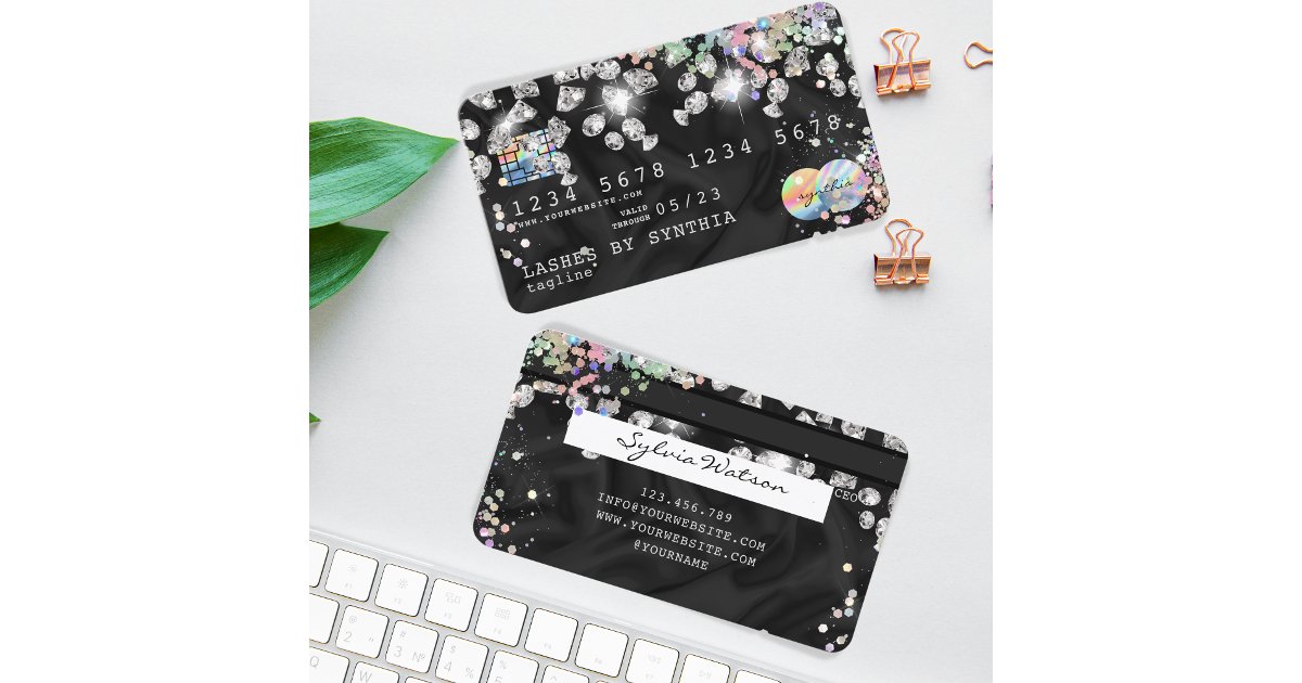 Holographic Credit Card Styled Dripping Diamonds | Zazzle