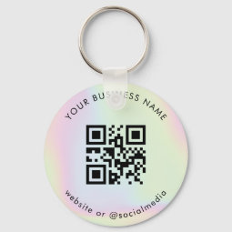 Holographic Custom Business Qr Code Scan Keychain | Zazzle