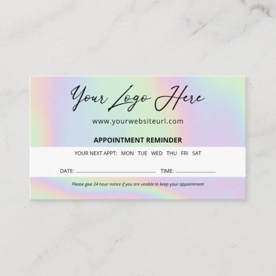Holographic Custom Logo Appointment Reminder Card | Zazzle.com