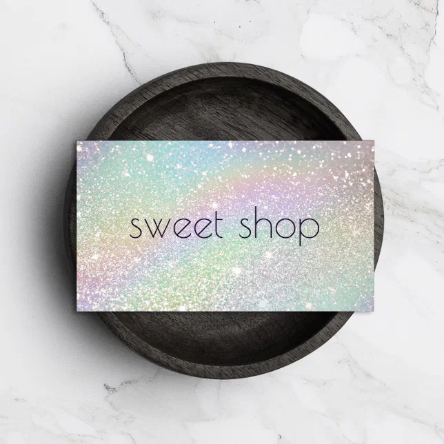 Holographic Glitter Bakery, Sweets Business Card | Zazzle