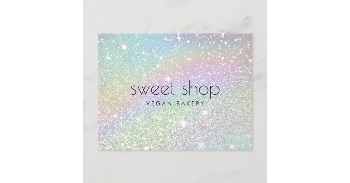 Holographic Glitter Bakery, Sweets Postcard | Zazzle