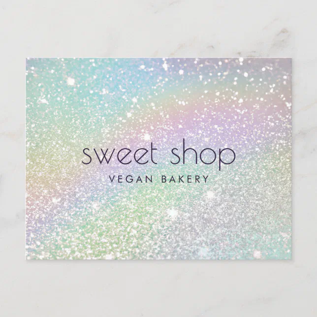Holographic Glitter Bakery, Sweets Postcard | Zazzle