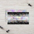 Holographic Glitter Beauty Salon Black Calling Card | Zazzle