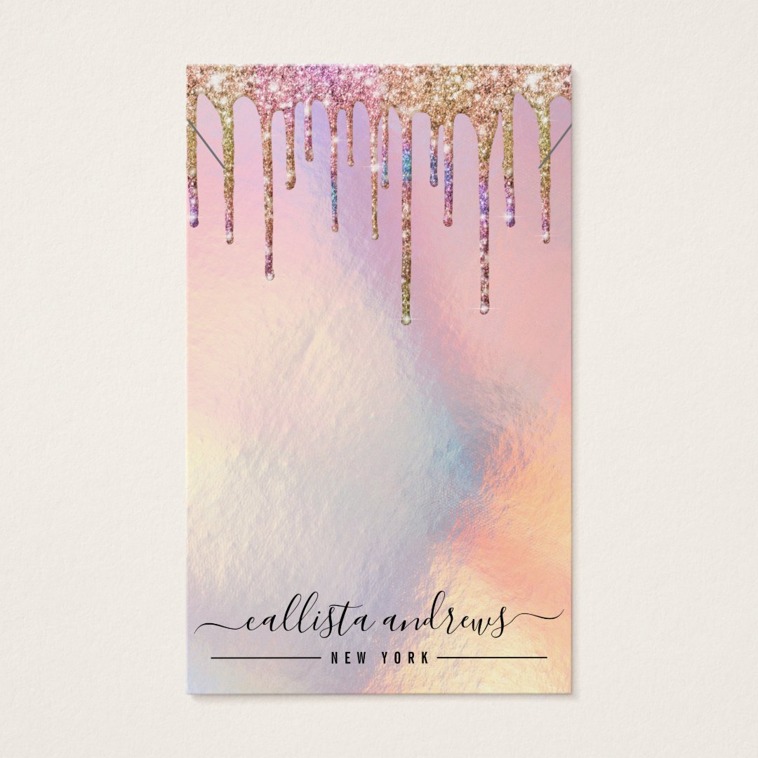 Holographic Glitter Drips Anklet Display Card | Zazzle