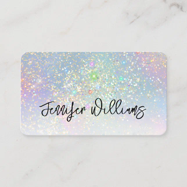 Holographic Glitter Elegant Sparkles Beauty Glam Business Card | Zazzle