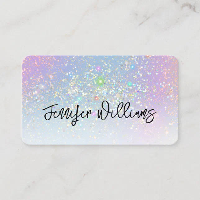 Holographic Glitter Elegant Sparkles Beauty Glam Business Card | Zazzle