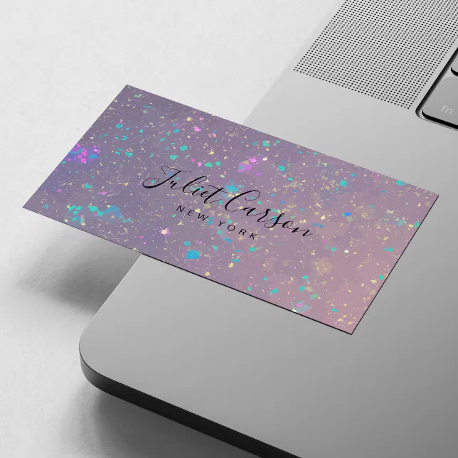 holographic glitter opal business card | Zazzle