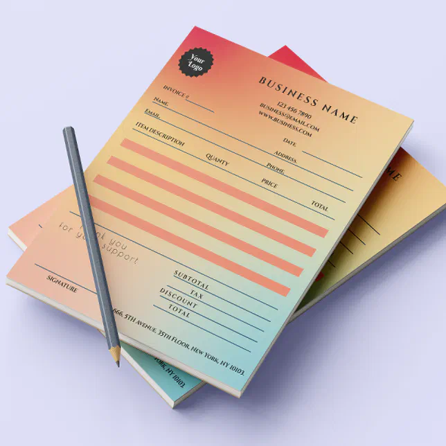 Holographic Gradient Business Invoice Thank You Notepad | Zazzle