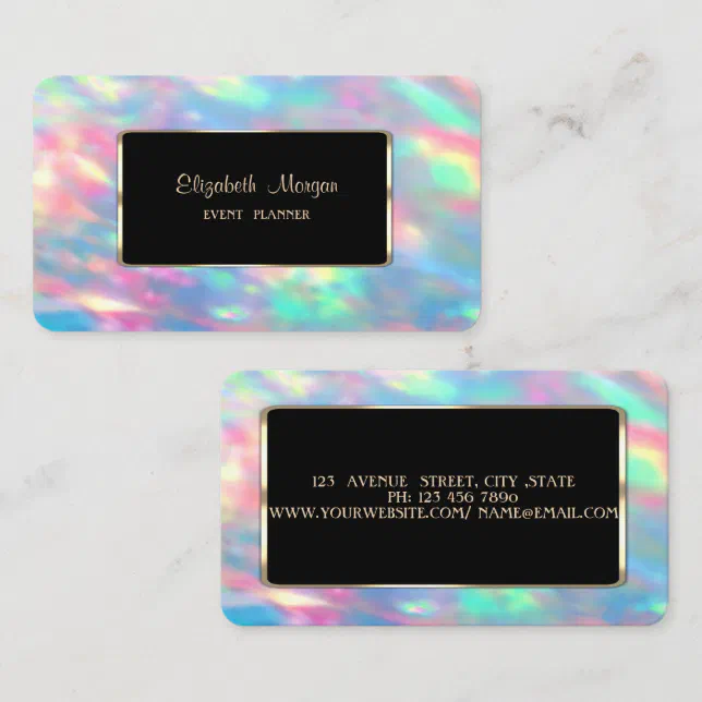 Holographic Iridescent Opal Frame Business Card | Zazzle