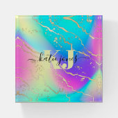 Holographic Iridescent Opal Gem | Monogram Paperweight | Zazzle