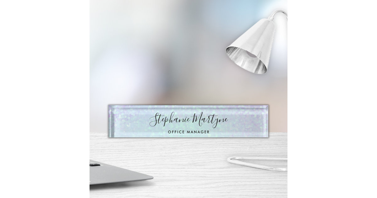 Holographic Iridescent Pastel Desk Name Plate | Zazzle