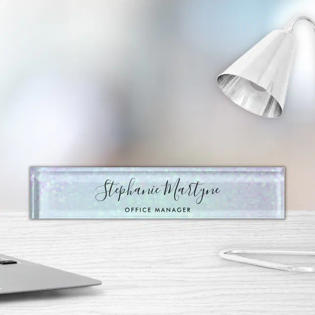 Holographic Iridescent Pastel Desk Name Plate | Zazzle