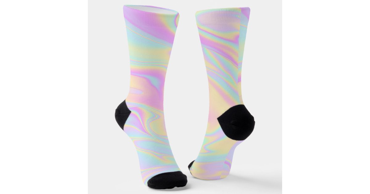 Holographic Iridescent Pastel Rainbow Socks | Zazzle