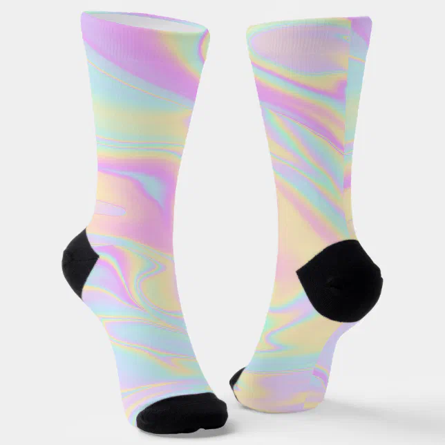 Holographic Iridescent Pastel Rainbow Socks | Zazzle