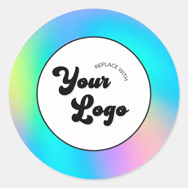 Holographic Iridescent Your Custom Business Logo Classic Round Sticker ...