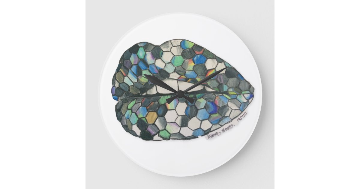 Holographic Lips Large Clock | Zazzle