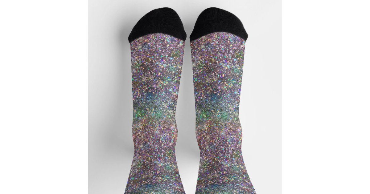 Holographic Luxury Rainbow Glitter Socks | Zazzle