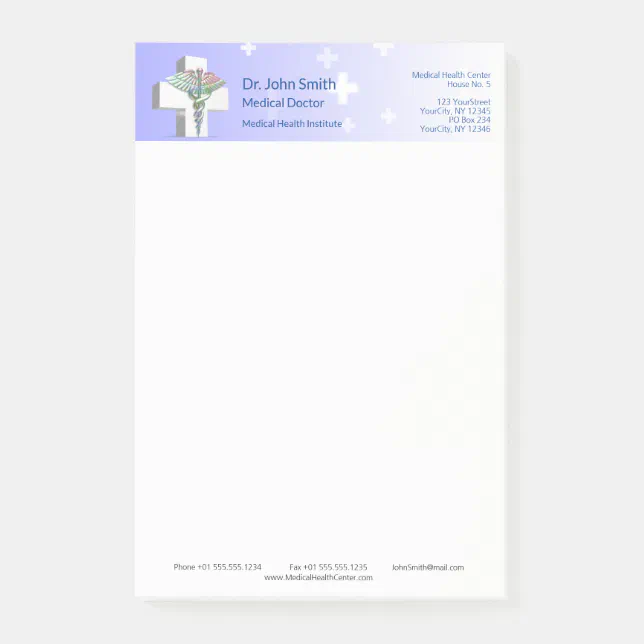 Holographic Medical 3D Caduceus White Cross Post-it Notes | Zazzle