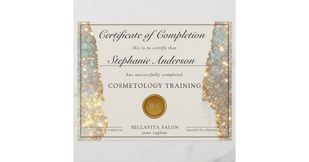 Holographic Modern Glam Glitter Award Certificate | Zazzle