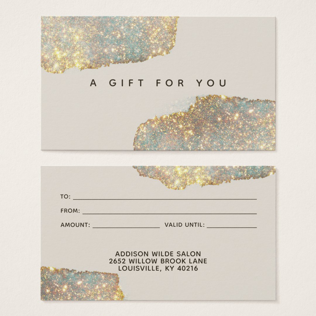 Holographic Modern Glam Glitter Gift Card | Zazzle