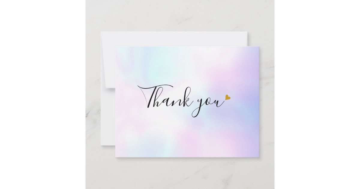 Holographic Modern Script Thank You Card | Zazzle