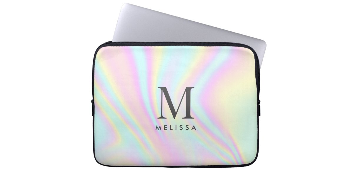 Holographic Monogram Name Laptop Sleeve | Zazzle