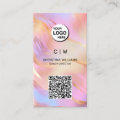 Holographic Monogram Name QR Code Business Card | Zazzle
