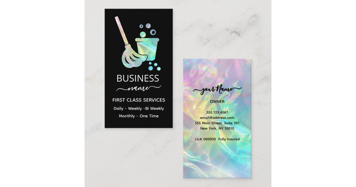 Holographic OFFICE Cleaning Service Calling Card | Zazzle