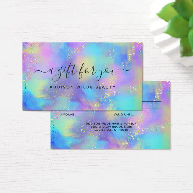 Holographic Opal Iridescent Business Gift Card | Zazzle