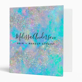 Holographic Opal Stone Glitter Calligraphy 3 Ring Binder | Zazzle