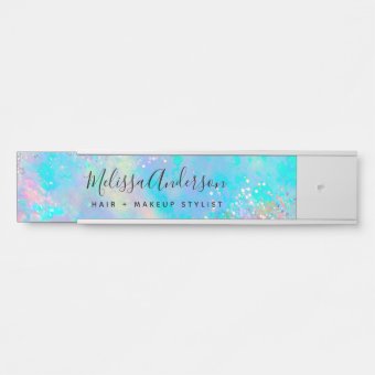 Holographic Opal Stone Glitter Calligraphy Door Sign | Zazzle