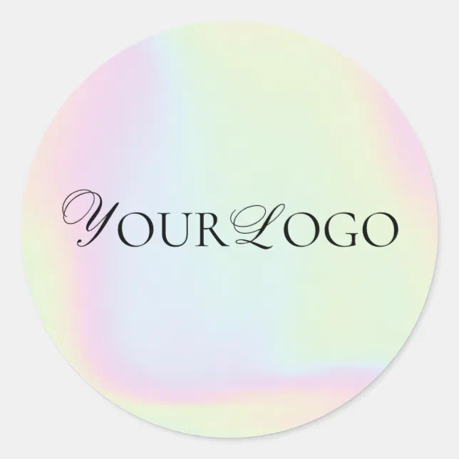 Holographic Pastel Custom Business Horizontal Logo Classic Round ...